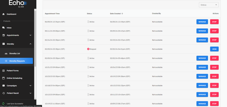 Echo - Standby - Manage Requests
